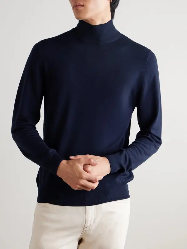 Canali Wool Rollneck Sweater - Blue