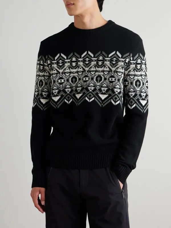 Bogner Luci Fair Isle Virgin Wool Sweater - Black