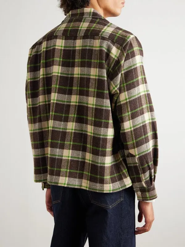 BODE Woodcrest Camp-collar Checked Wool-flannel Overshirt - Brown