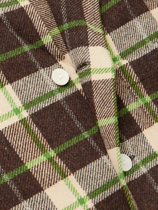 BODE Woodcrest Camp-collar Checked Wool-flannel Overshirt - Brown