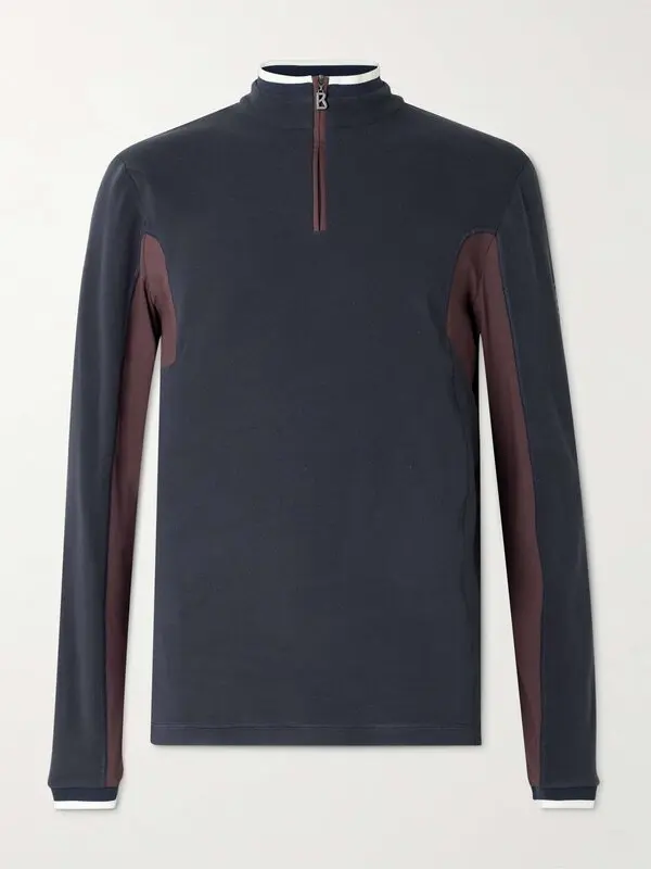 Bogner Giacomo Fleece And Jersey Half-zip Ski Base Layer - Navy