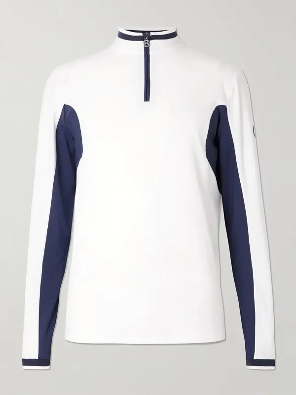 Bogner Giacomo Fleece And Jersey Half-zip Ski Base Layer - White