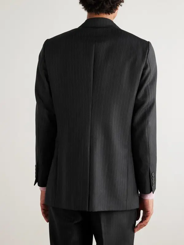 Auralee Pinstriped Wool Suit Jacket - Gray