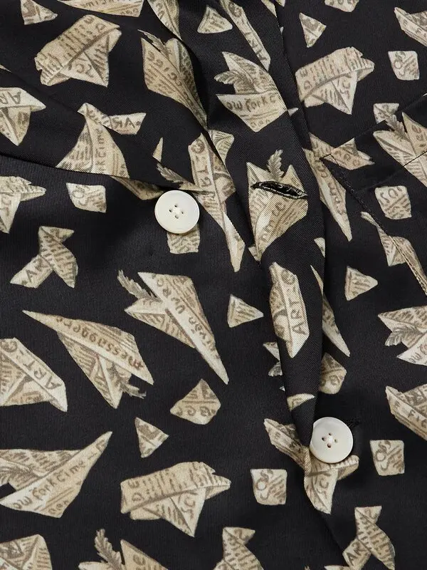 BODE Paper Hat Camp-collar Printed Satin Shirt