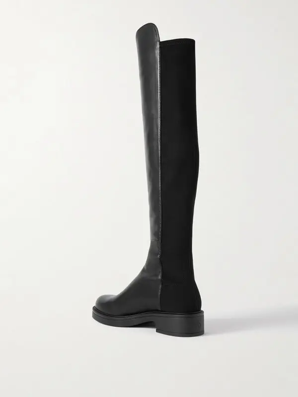 STUART WEITZMAN 5050 Celia Stretch-paneled Leather Over-the-knee Boots - Black