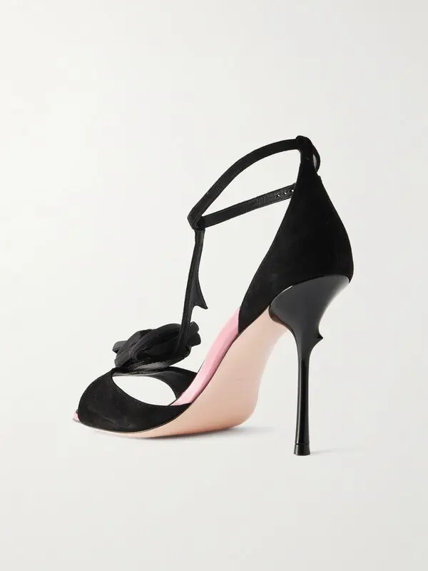 ROGER VIVIER Epine 100 Embellished Suede Sandals - Black