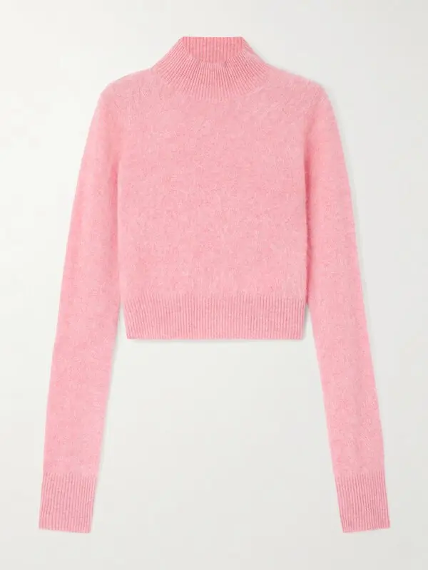Sportmax Gubbio Cropped Cashmere Turtleneck Sweater - Pink
