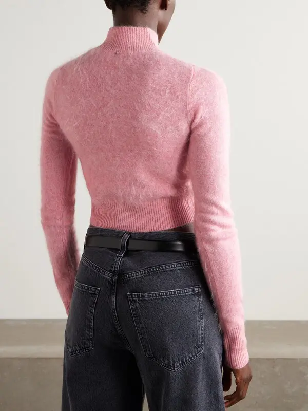 Sportmax Gubbio Cropped Cashmere Turtleneck Sweater - Pink