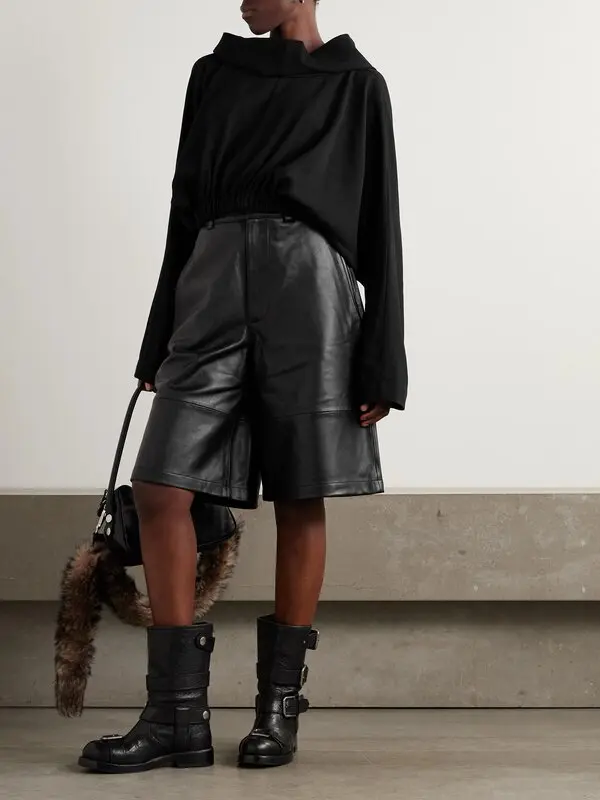 Rick Owens Cropped Wool-crepe Hoodie