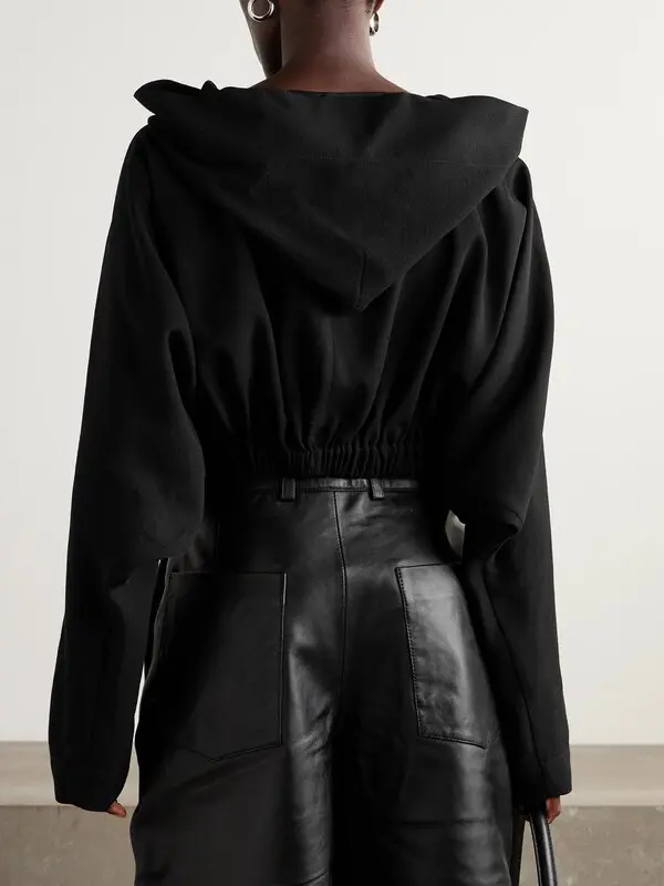 Rick Owens Cropped Wool-crepe Hoodie