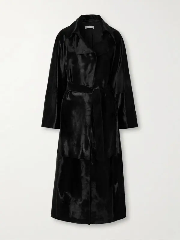 Nour Hammour Althea Cow Hair Coat - Black