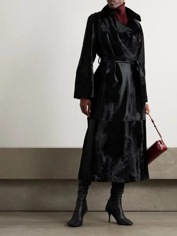 Nour Hammour Althea Cow Hair Coat - Black