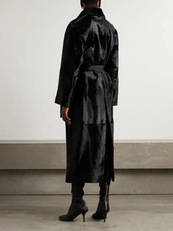 Nour Hammour Althea Cow Hair Coat - Black