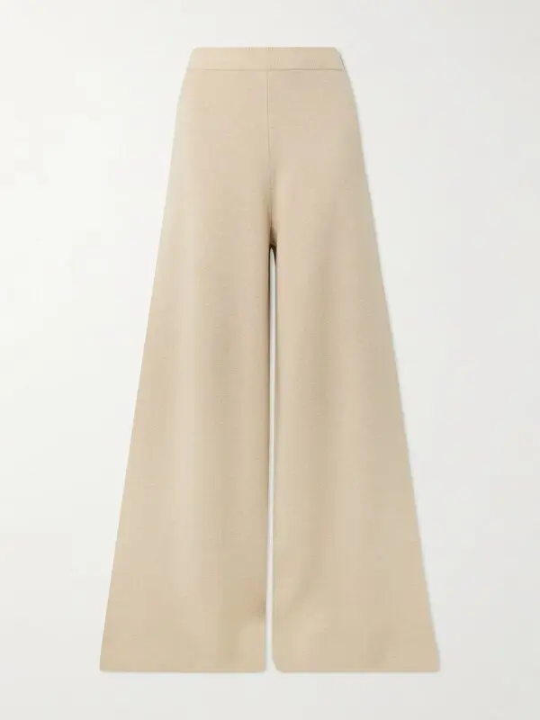 Max Mara Judy Wool And Cashmere-blend Wide-leg Pants - Neutrals