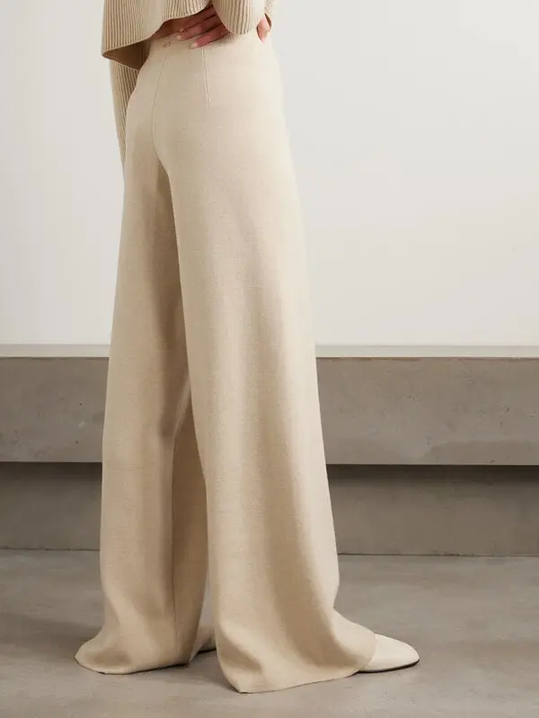 Max Mara Judy Wool And Cashmere-blend Wide-leg Pants - Neutrals