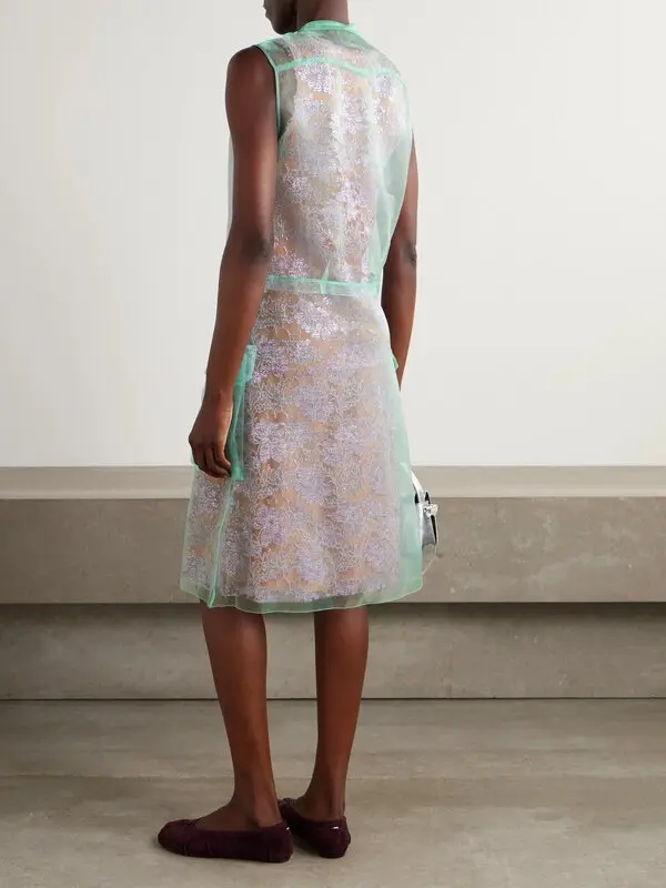 MAISON MARGIELA Layered Organza And Lace Midi Dress - Multi