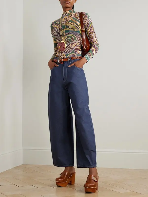 Etro Paisley-print Mesh Turtleneck Top