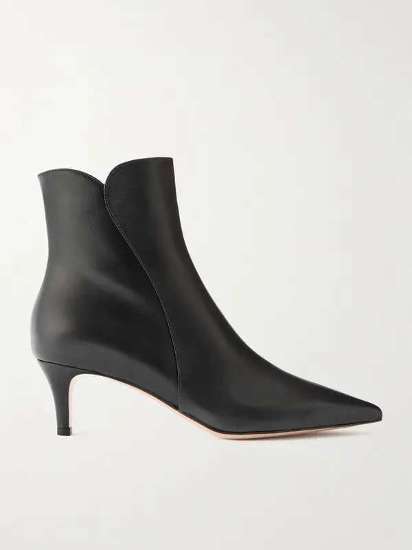 GIANVITO ROSSI Levy 55 Leather Ankle Boots - Black