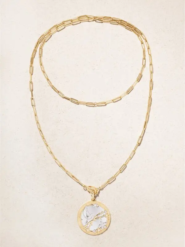 FOUNDRAE Resilience Oversized 18-karat Diamond Medallion Necklace - Gold