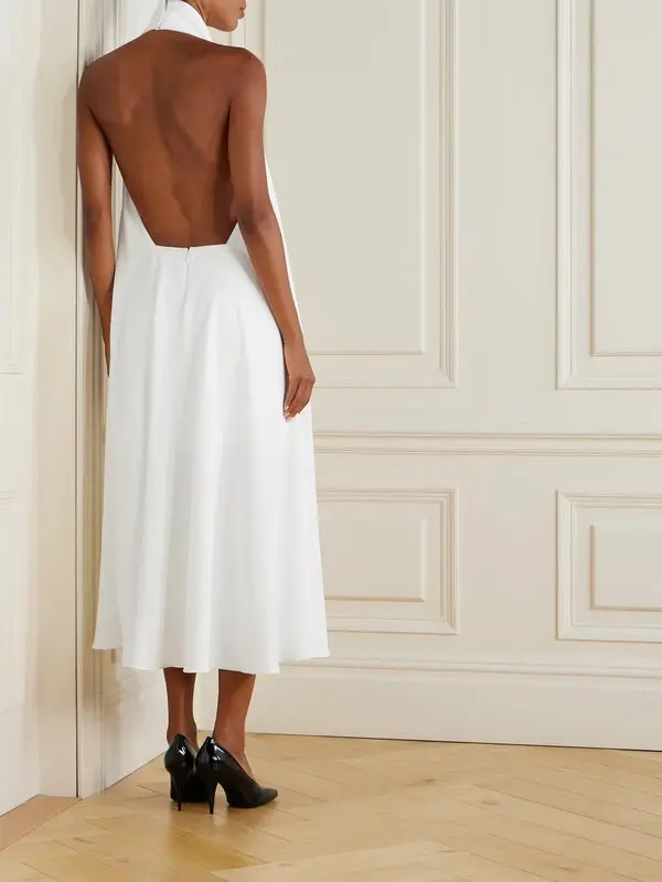 backless satin prom dress Open-Back Long Satin Prom Dress with Twist Knot main image 1