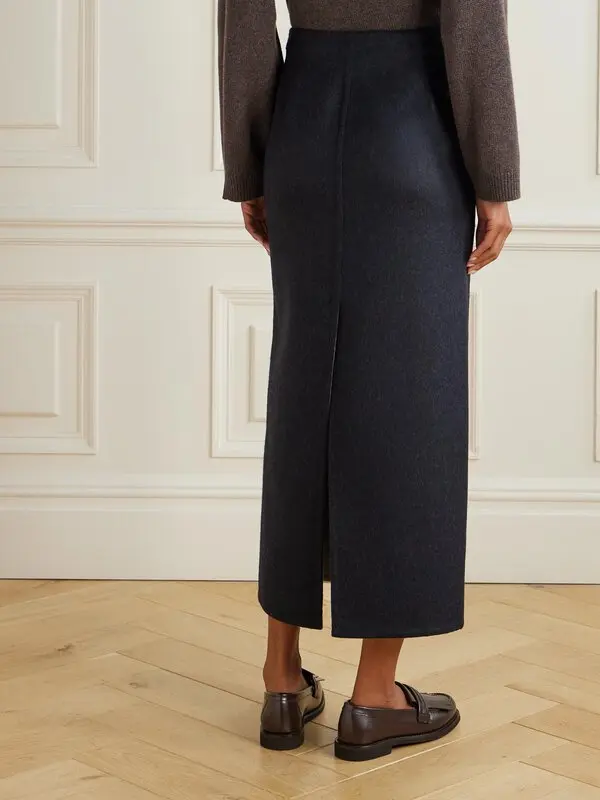 Brunello Cucinelli Wool Midi Skirt - Blue