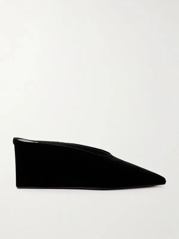 Alaïa 75 Velvet Wedge Mules - Black