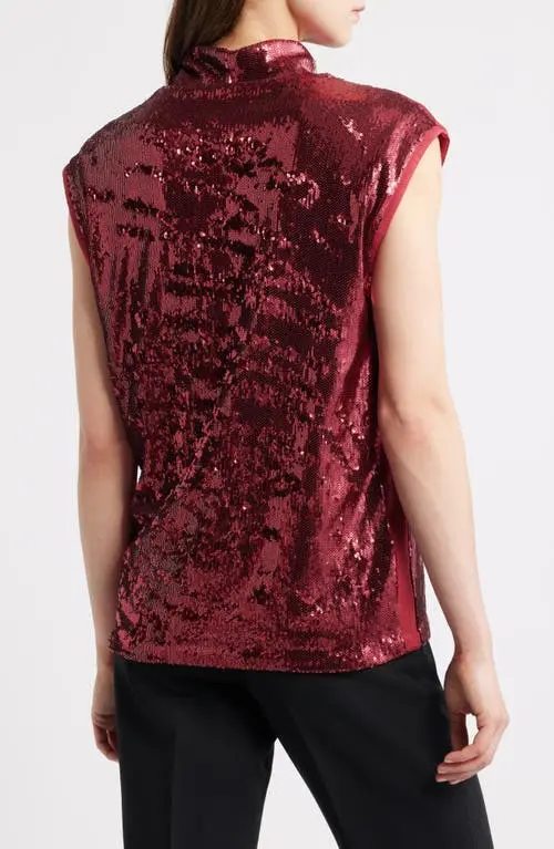 BOSS Sequin Mock Neck Top