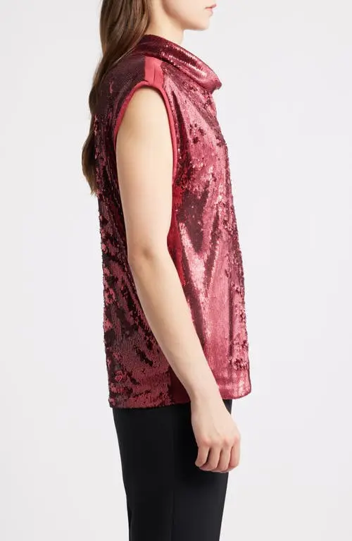BOSS Sequin Mock Neck Top