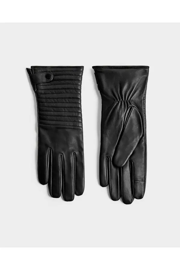 Rudsak Leather Gloves With Cashmere Lining - Black