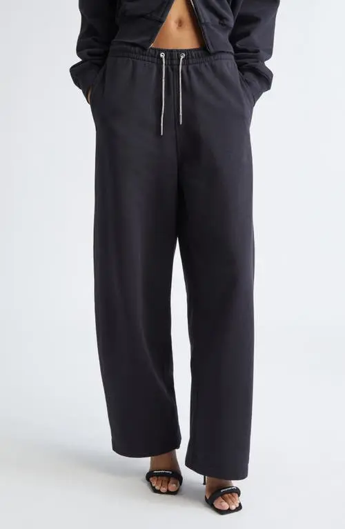 Alexander Wang Wide Leg Sweatpants With Rhinestone Drawstring