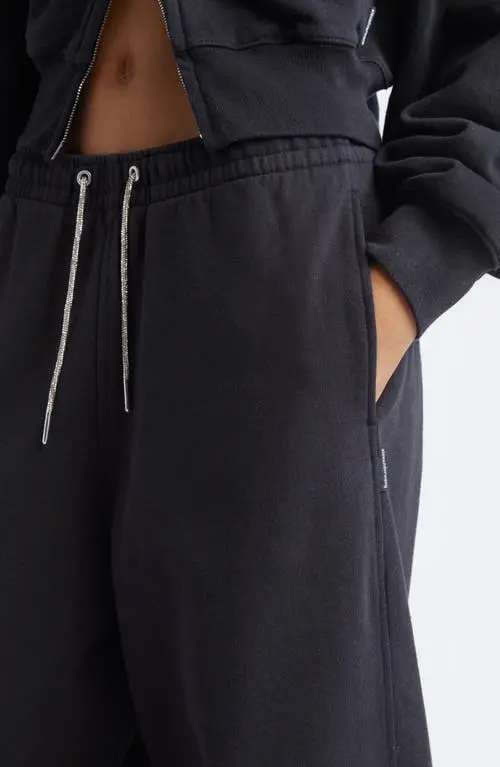 Alexander Wang Wide Leg Sweatpants With Rhinestone Drawstring