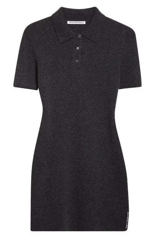 Alexander Wang Short Sleeve Wool Blend Polo Dress With Logo Patch