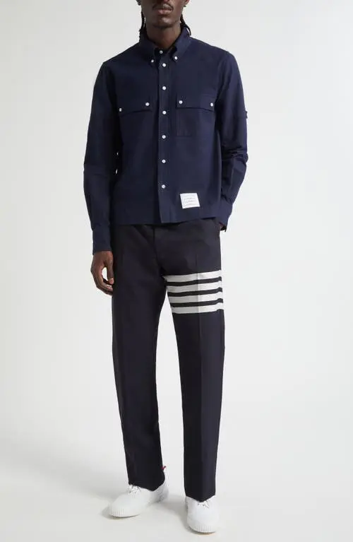 Thom Browne Straight Fit Cotton Utility Shirt