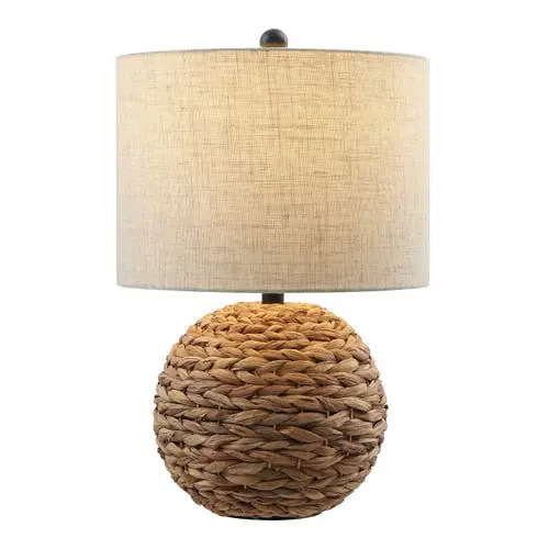 JONATHAN Y Camilo 21.5" Modern Coastal Woven Rattan Globe Led Table Lamp - Brown