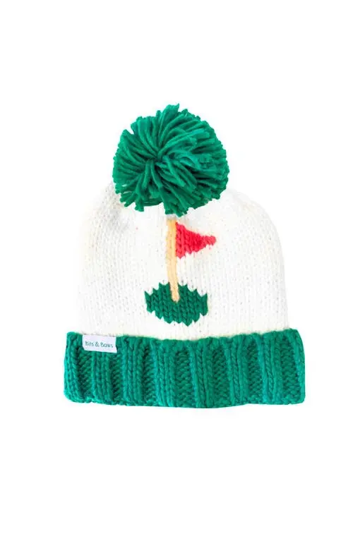 BITS & BOWS Golf Flag Bobble Beanie - Green