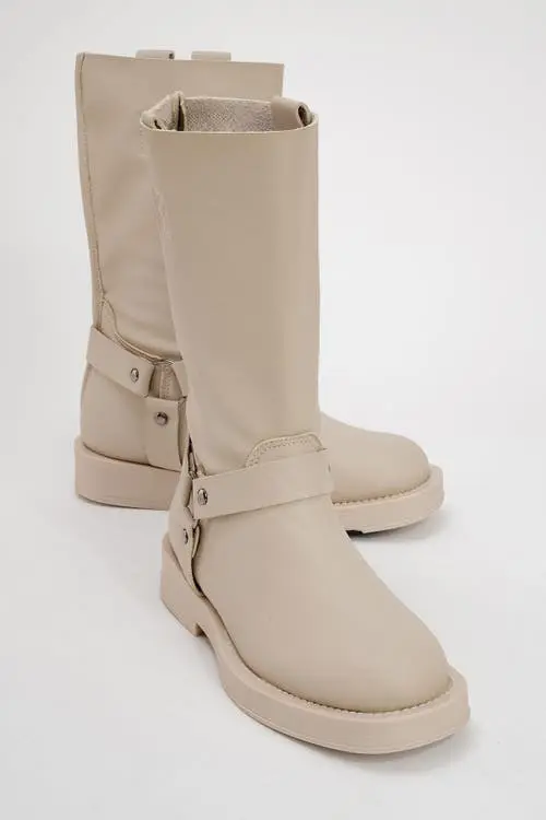PROLOGUE SHOES Solva Boot - Beige Faux Leather