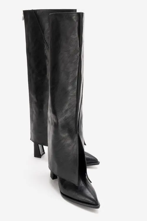 PROLOGUE SHOES Aja Convertible Knee High Boots - Oxford Faux Leather
