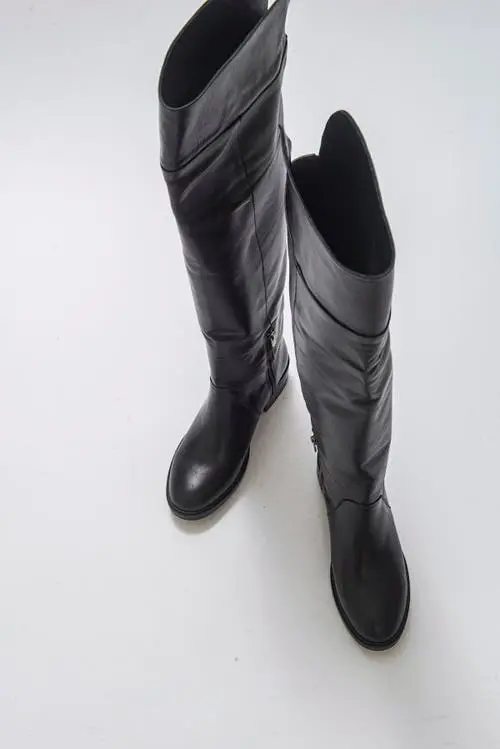 FOREVER & ALWAYS SHOES Leather Over-the-knee Boots - Black Leather