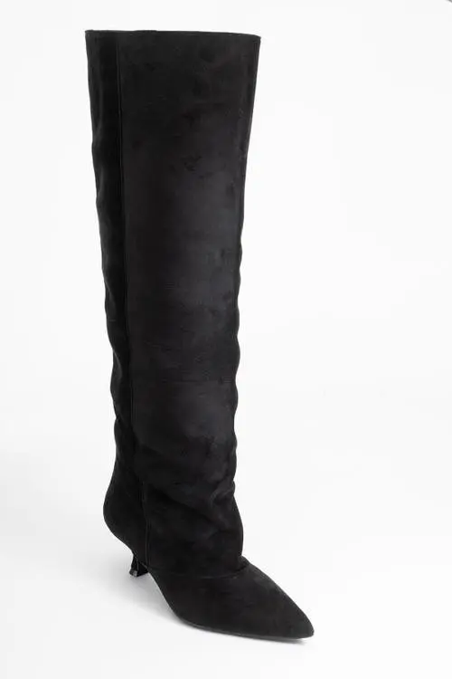 PROLOGUE SHOES Zach Over-the-knee Boots - Black Suede Faux Leather