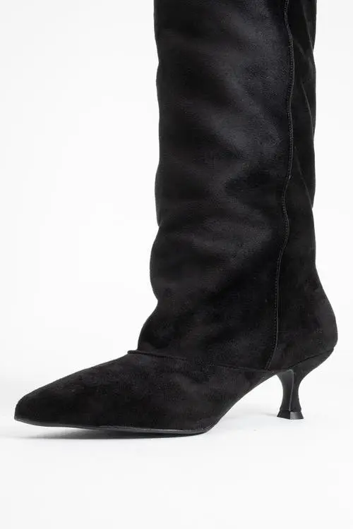 PROLOGUE SHOES Zach Over-the-knee Boots - Black Suede Faux Leather