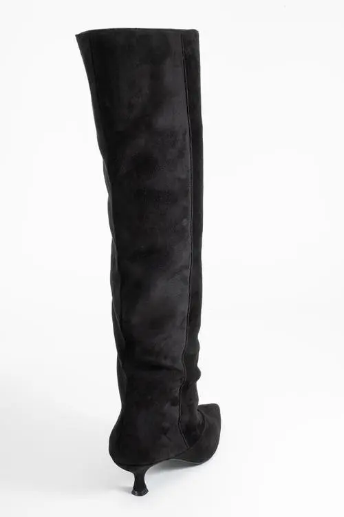 PROLOGUE SHOES Zach Over-the-knee Boots - Black Suede Faux Leather