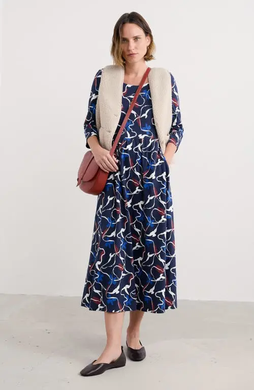 SEASALT CORNWALL Emily Abstract Print A-line Midi Dress