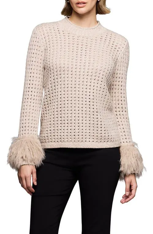 NIC+ZOE Pointelle Sweater With Feathered Cuffs