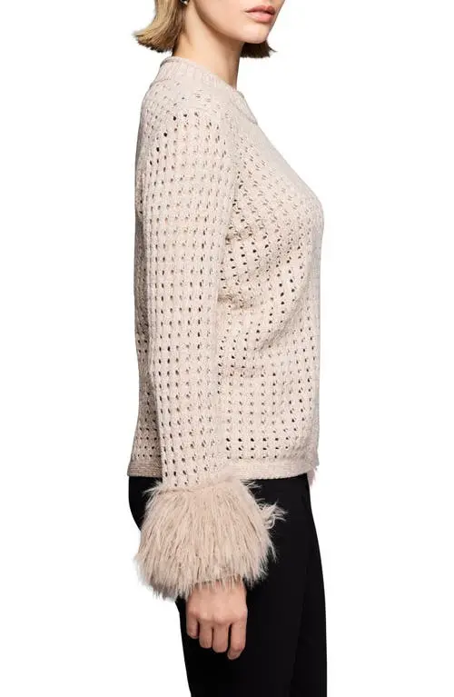 NIC+ZOE Pointelle Sweater With Feathered Cuffs