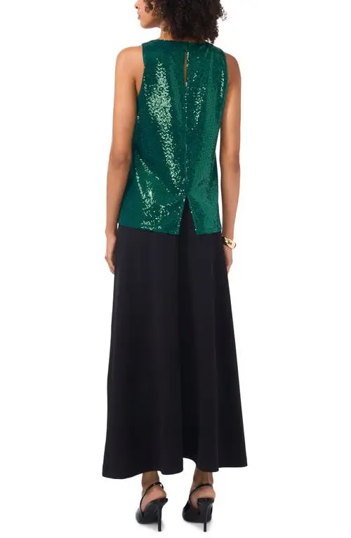 Vince Camuto Sequin Sleeveless Top - Arresting Emerald