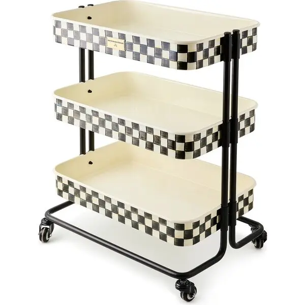 MACKENZIE-CHILDS Check 3-tier Kitchen Cart - Courtly