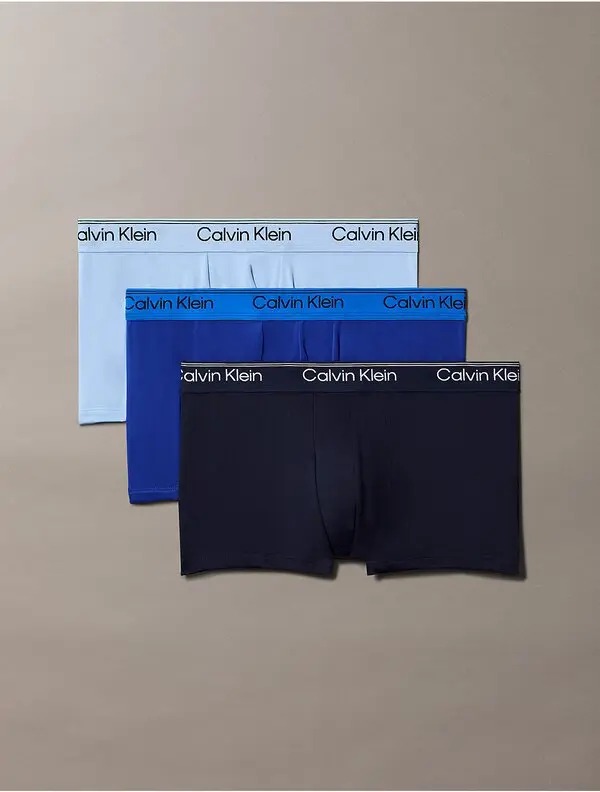 Calvin Klein Microfiber Stretch 3-pack Low Rise Trunk - Shoreline / Royalty / Blue Bell