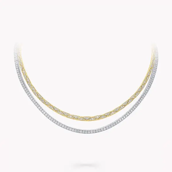 Graff Laurence Signature Faceted Double-strand Chain Necklace - White Gold And Yellow Gold