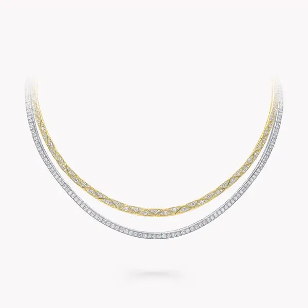 Graff Laurence Signature Faceted Double-strand Chain Necklace - White Gold And Yellow Gold