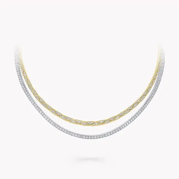 Graff Laurence Signature Faceted Double-strand Chain Necklace - White Gold And Yellow Gold